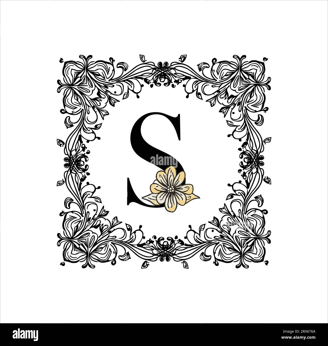 S floral letter , S in floral frame , floral frame Stock Vector Image ...