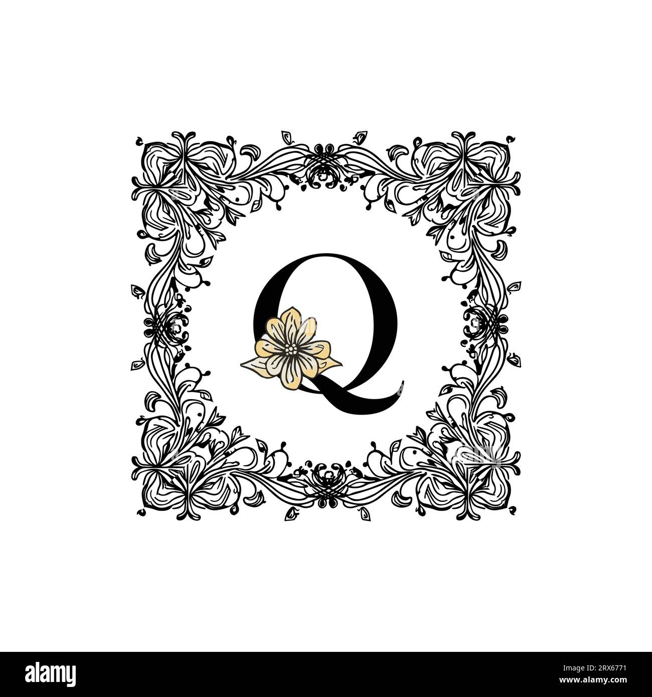 Letter q floral logo hi-res stock photography and images - Alamy