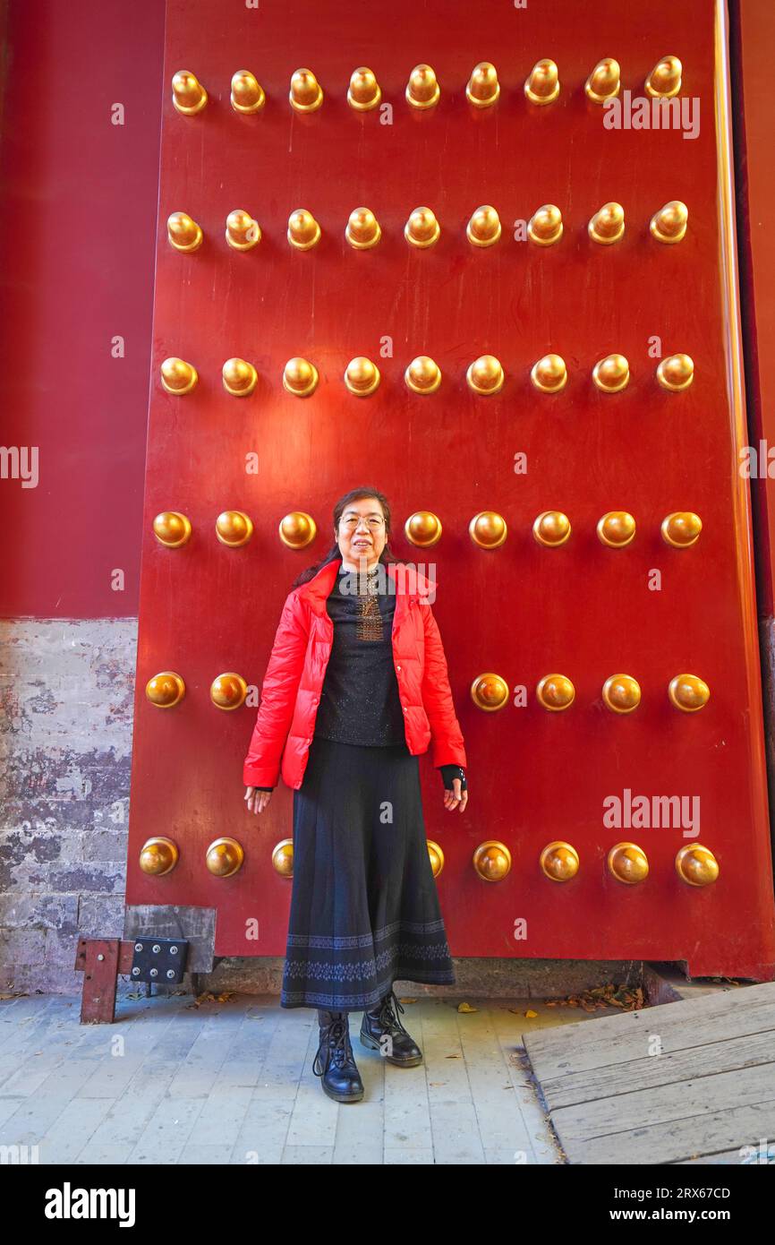 Beijing China, November 4, 2022: The Lady in Red at the Temple of ...