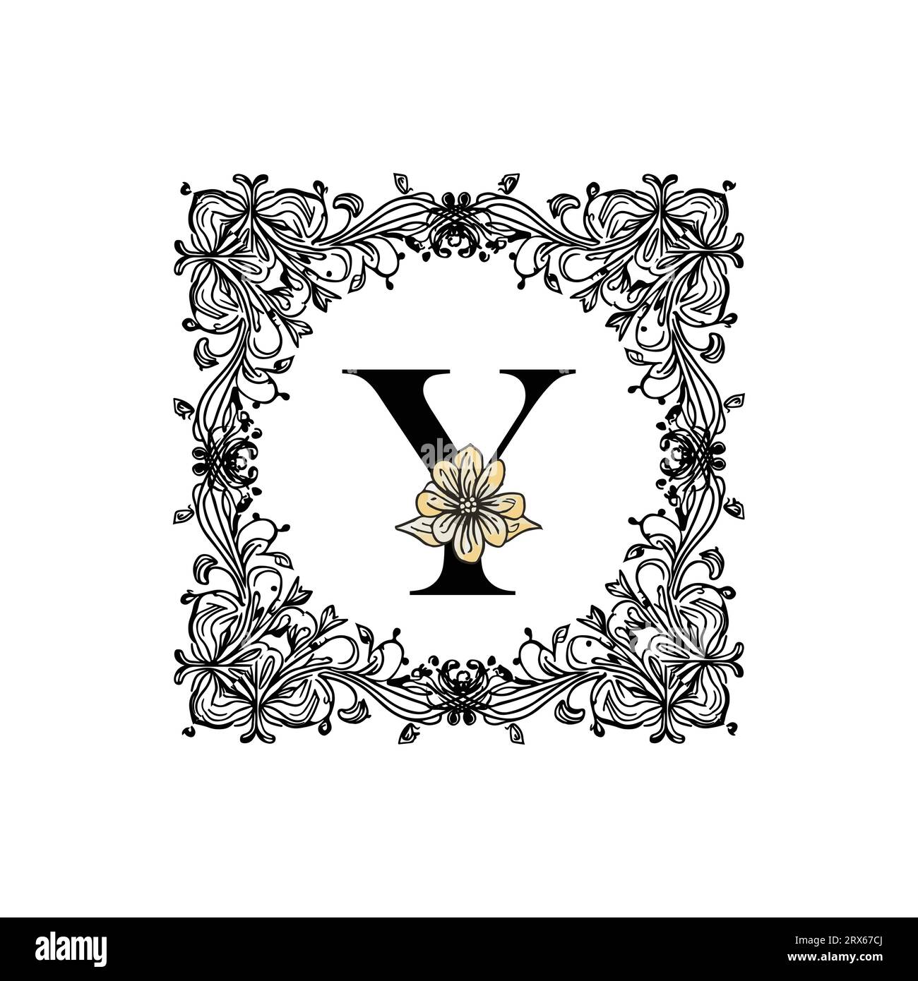 Y floral letter , Y in floral frame , floral frame Stock Vector Image ...