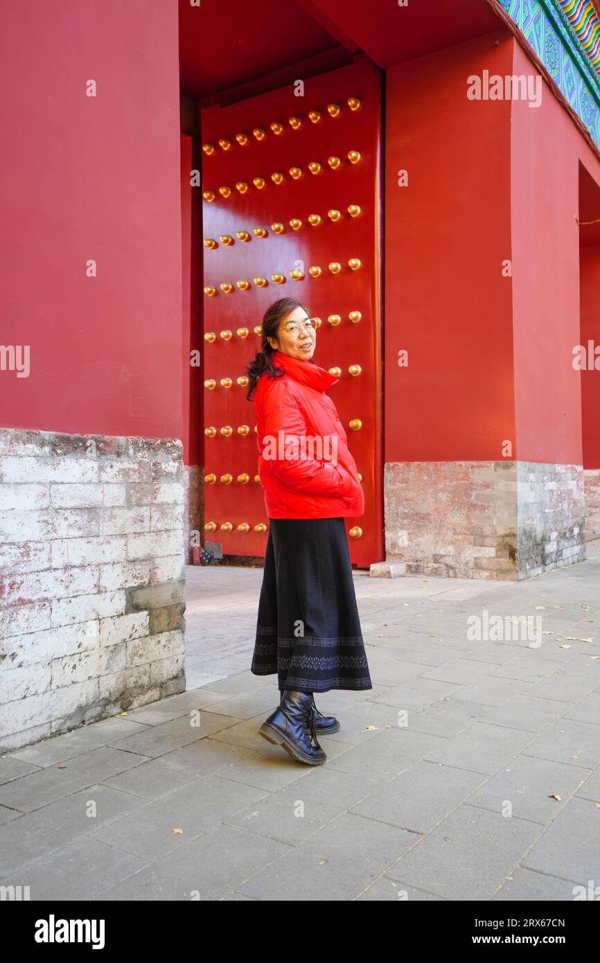 Beijing China, November 4, 2022: The Lady in Red at the Temple of ...