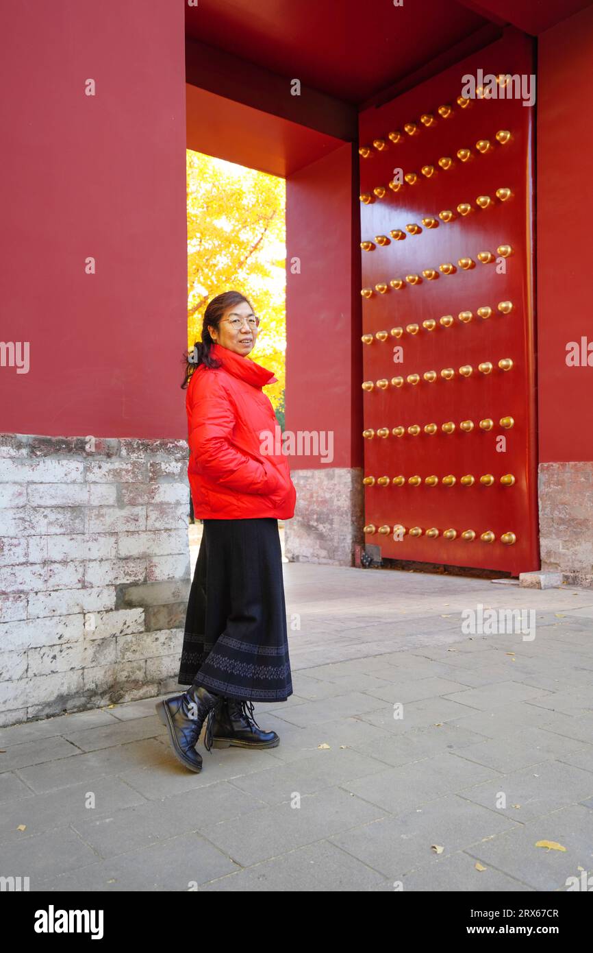 Beijing China, November 4, 2022: The Lady in Red at the Temple of ...