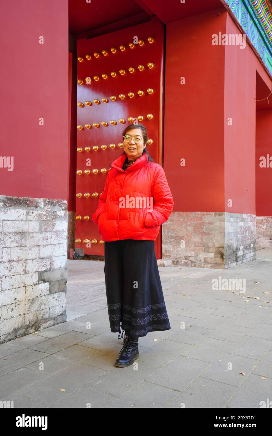 Beijing China, November 4, 2022: The Lady in Red at the Temple of ...