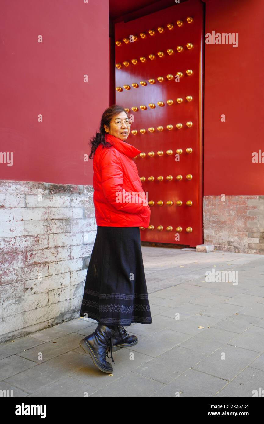Beijing China, November 4, 2022: The Lady in Red at the Temple of ...