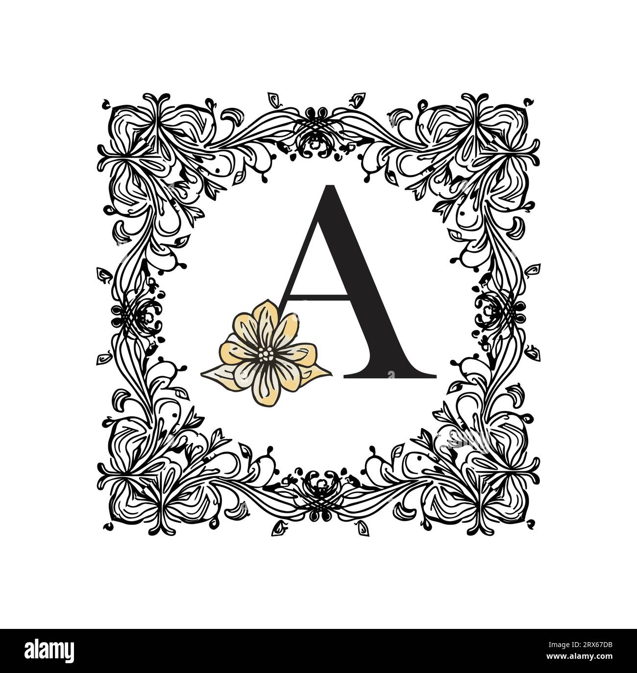 A floral letter , A in floral frame , floral frame Stock Vector Image ...