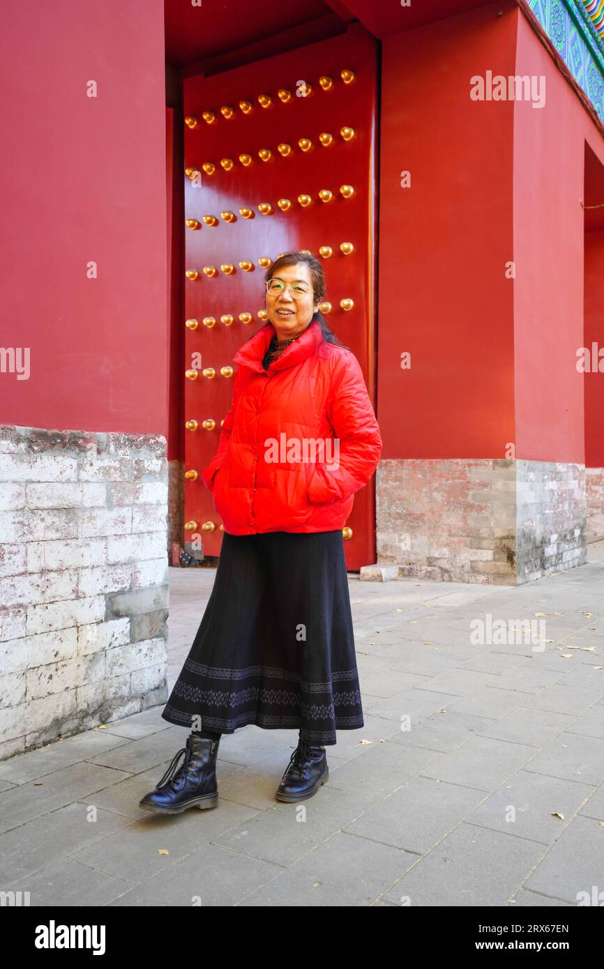 Beijing China, November 4, 2022: The Lady in Red at the Temple of ...