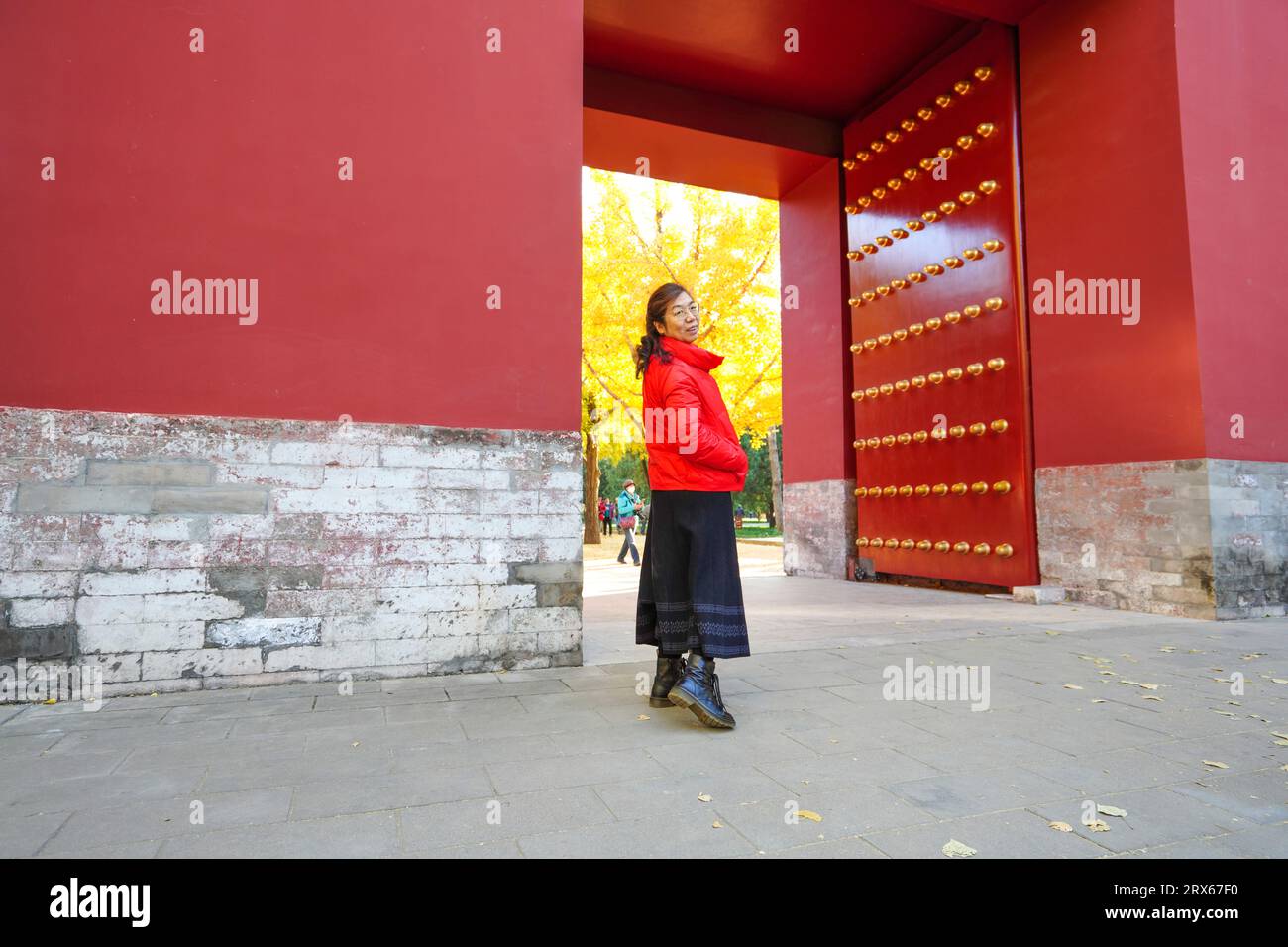 Beijing China, November 4, 2022: The Lady in Red at the Temple of ...