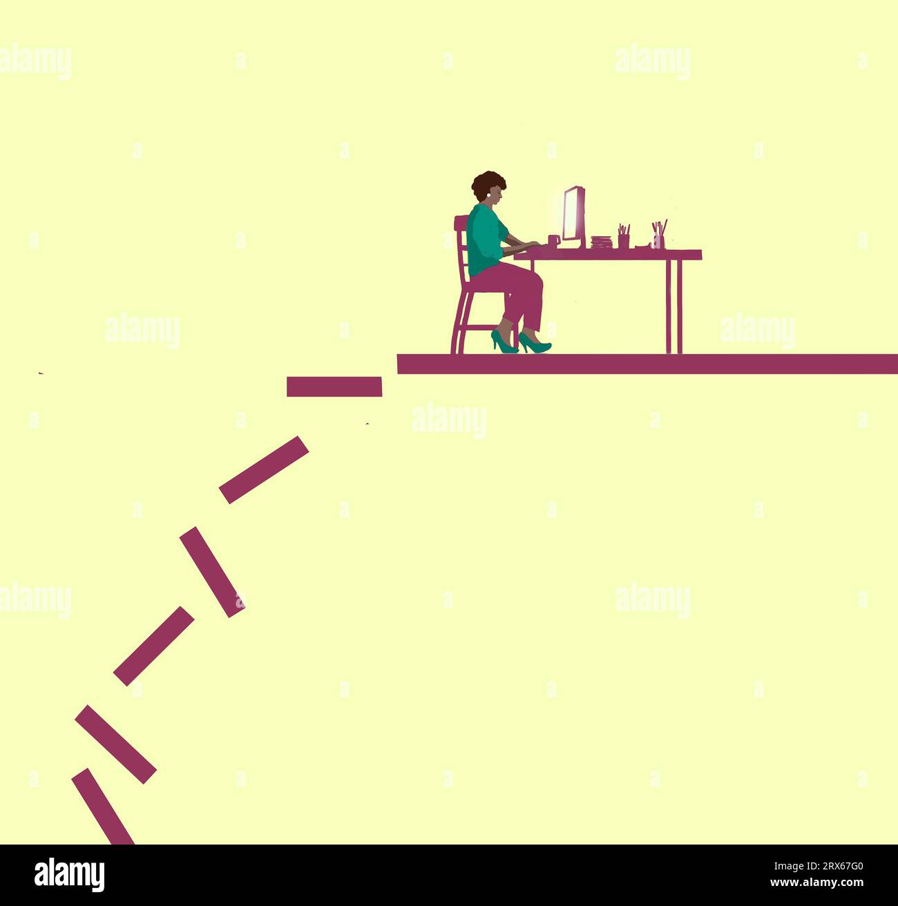 Woman at desk illustration hi-res stock photography and images - Alamy