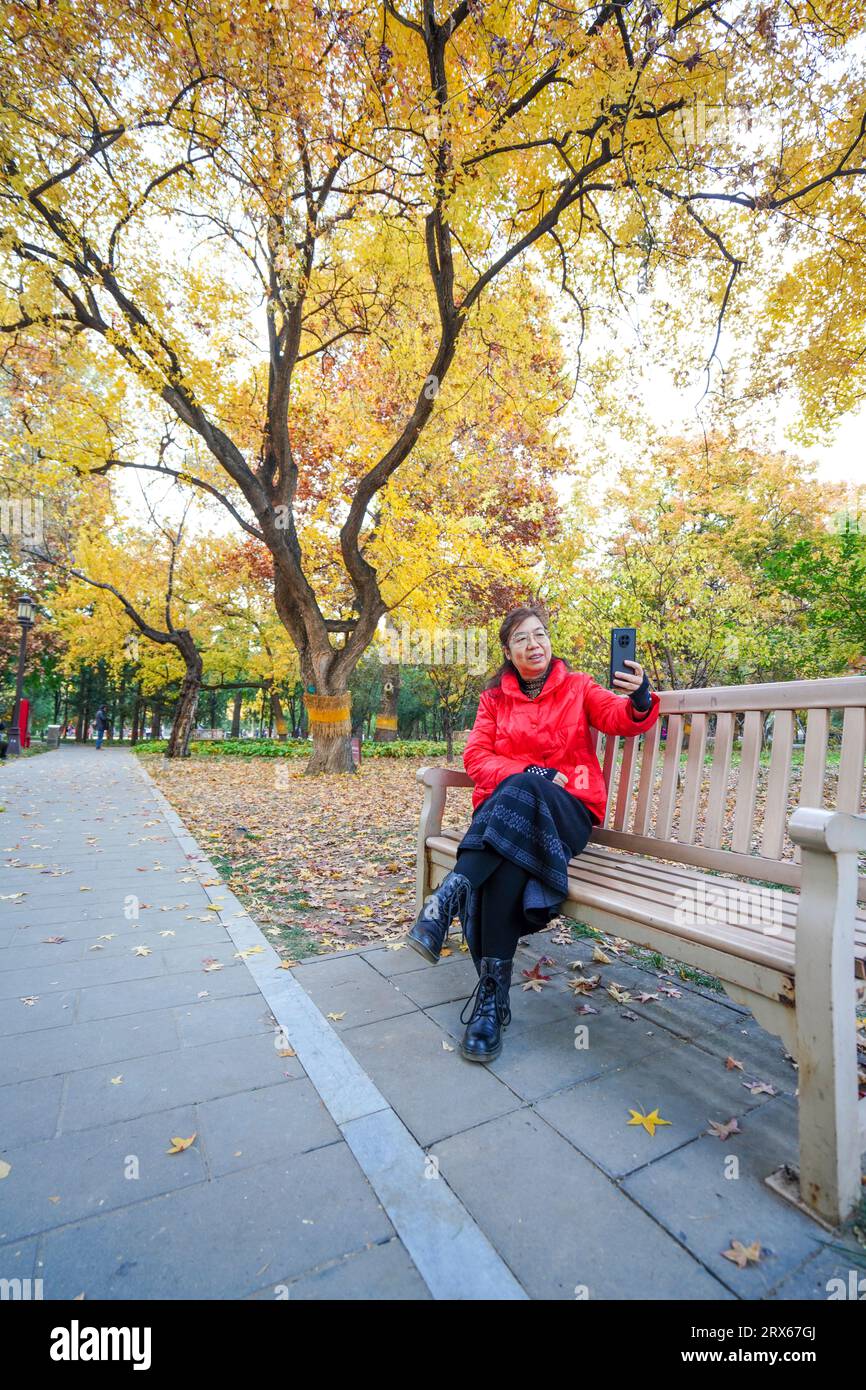 Beijing China, November 4, 2022: The Lady in Red at the Temple of ...