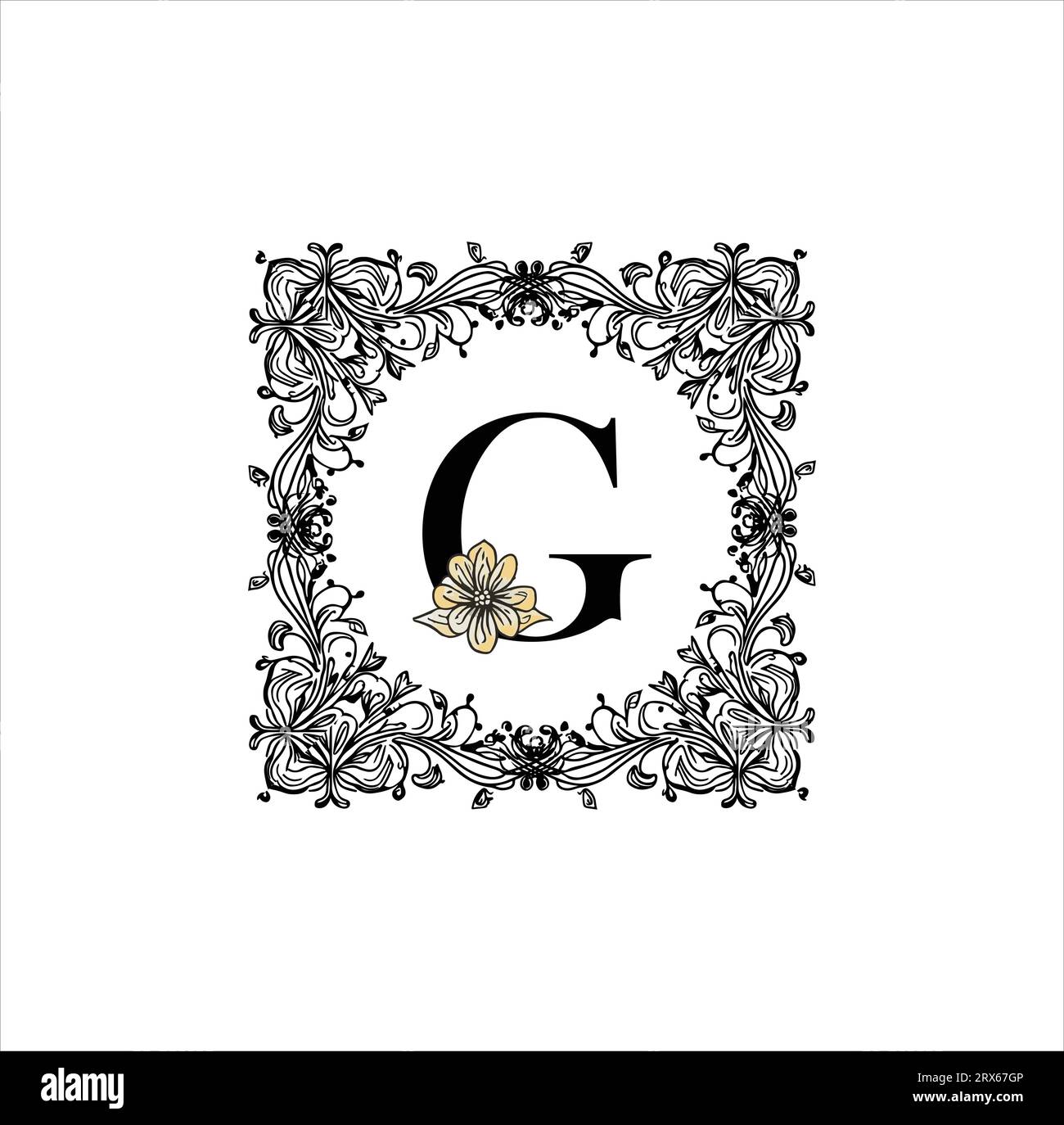 G floral letter , G in floral frame , floral frame Stock Vector Image ...