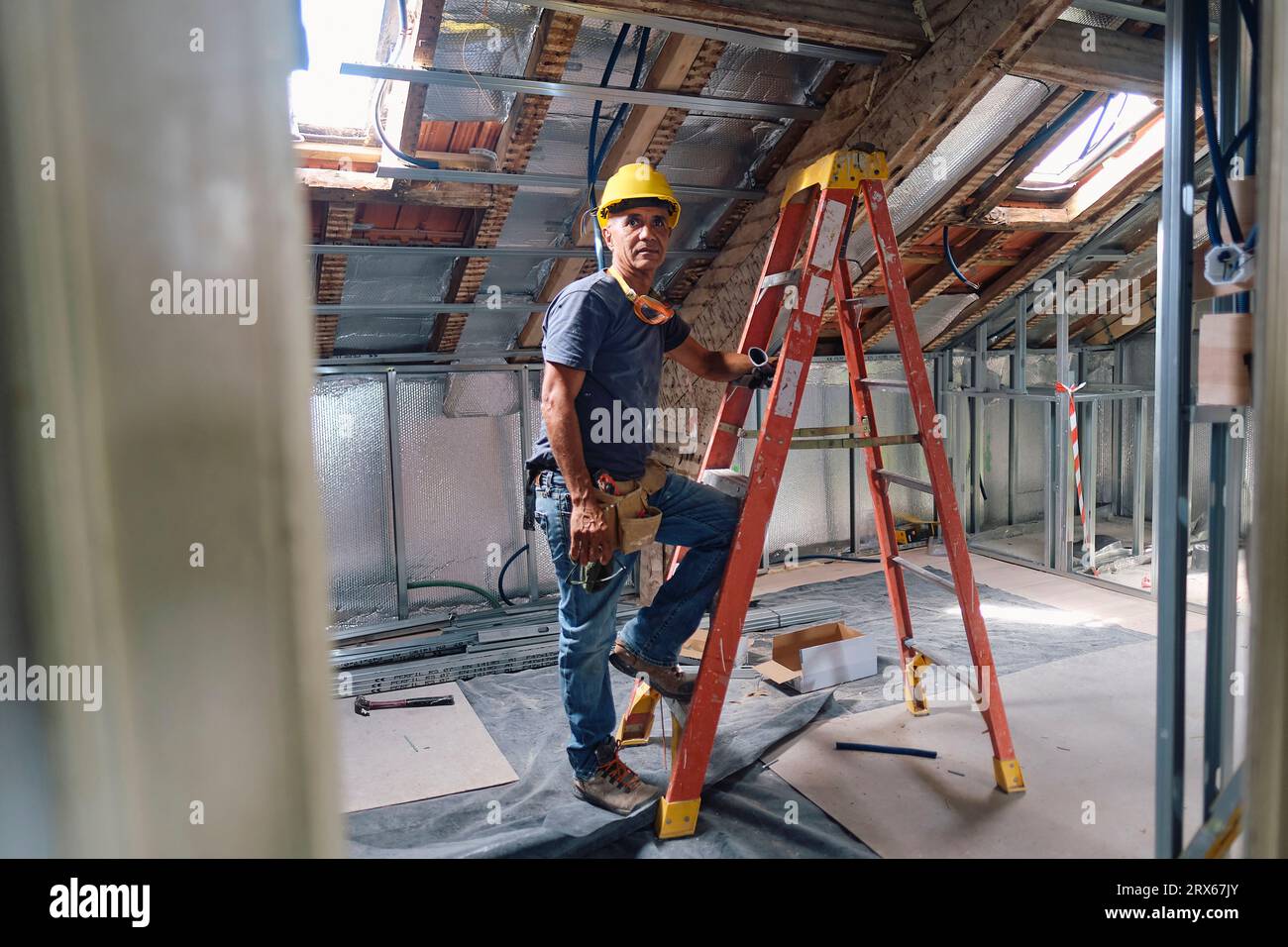 Construction climbing ladder building site hi-res stock photography and ...