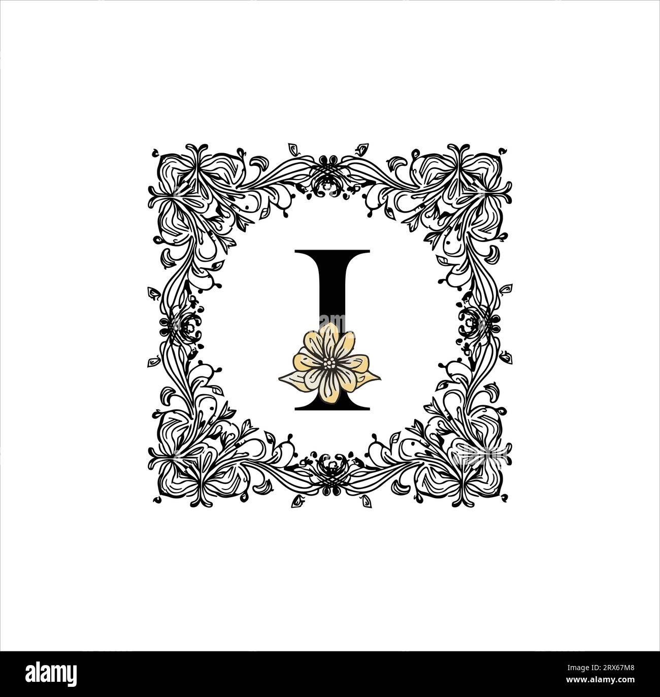 I floral letter , I in floral frame , floral frame Stock Vector Image ...