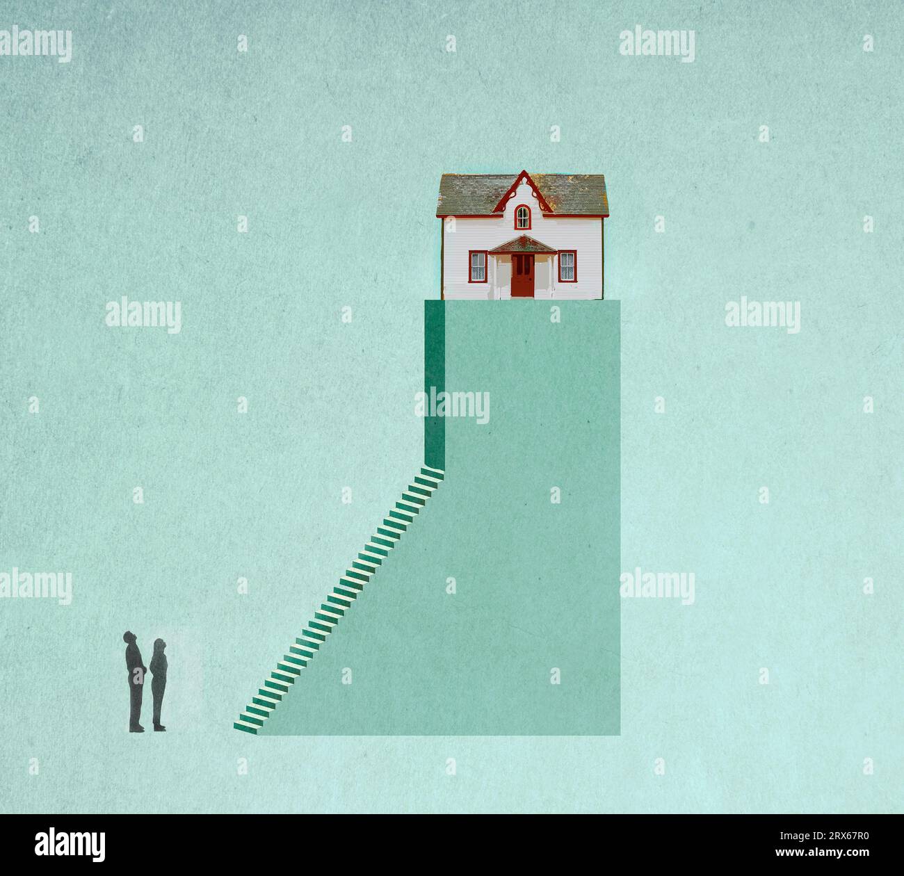 Illustration of two people looking at inaccessible house Stock Photo ...