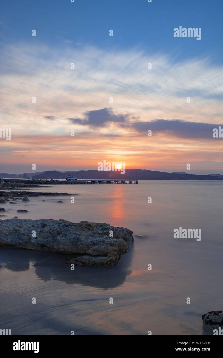 Long exposure capture of South Arm Peninsula jetty, Tasmania, Australia ...