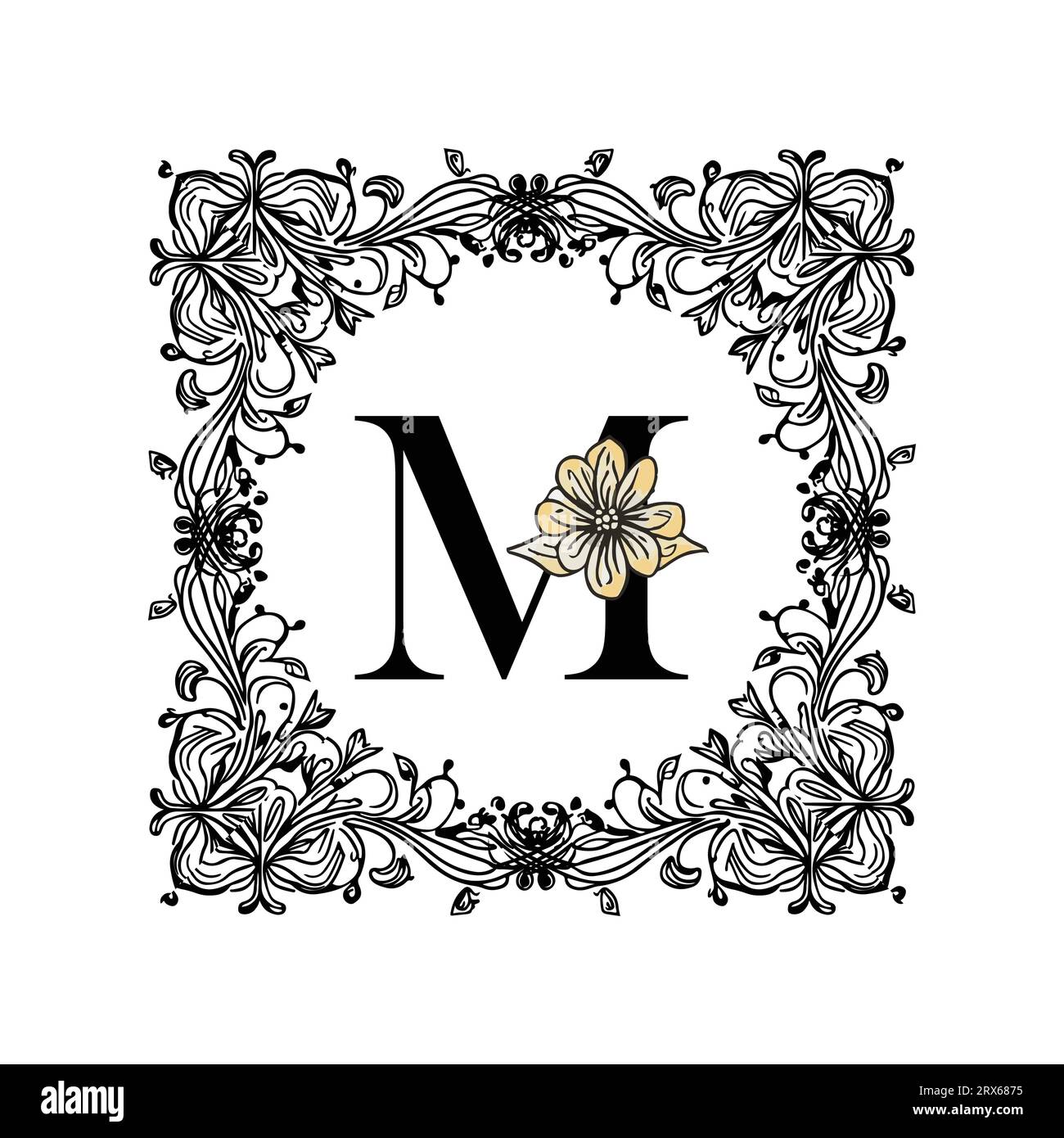 Letter m floral logo hi-res stock photography and images - Alamy
