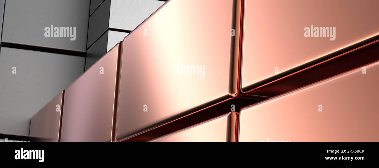 Copper Dynamic Metal Box Metallic Elegant Modern 3D Rendering Image ...