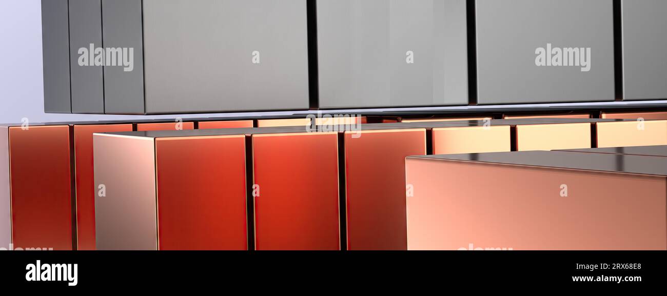 Copper Dynamic Box Metallic Elegant Modern 3D Rendering Image ...