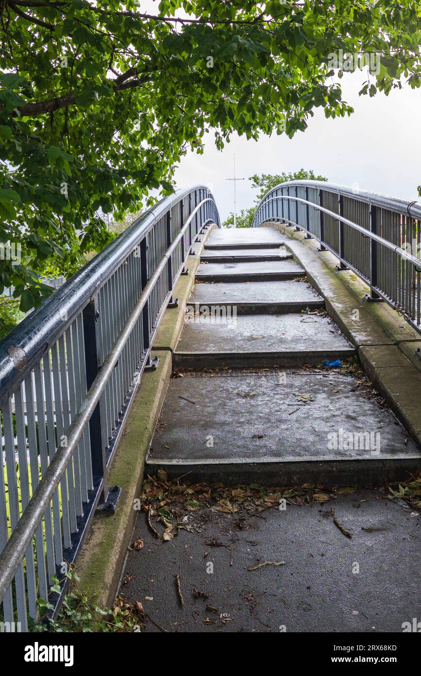 A steep footbridge over the Riverside Road in Stockton,England,UK Stock ...