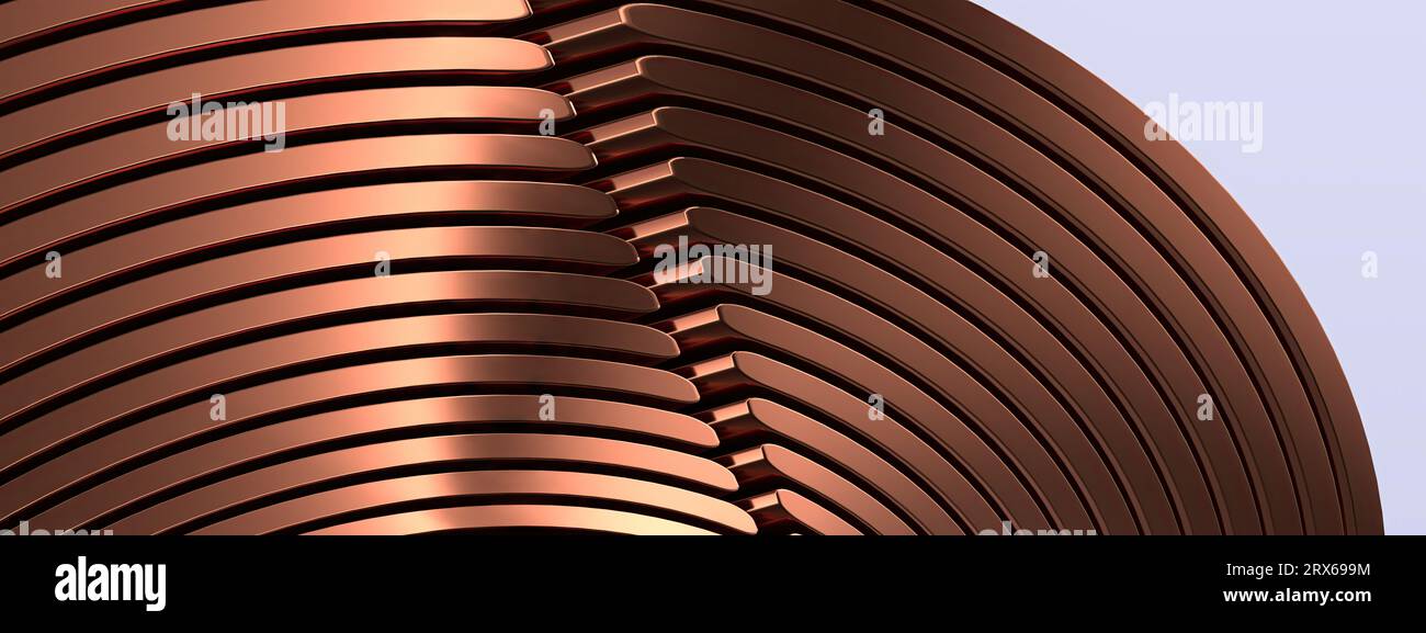 Copper Round Coiled Metallic Elegant Modern 3D Rendering Image ...