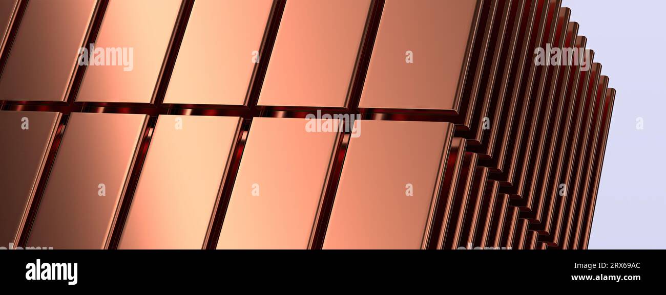 Elegant and modern 3D Rendering image background of copper stacked ...