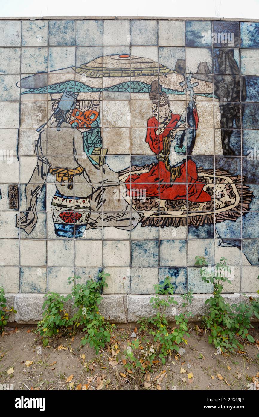 Beijing China, November 6, 2022: Murals in Yuan Dadu City Wall Ruins ...