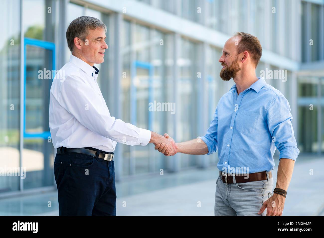 Business partners shaking hands after successful meeting Stock Photo ...