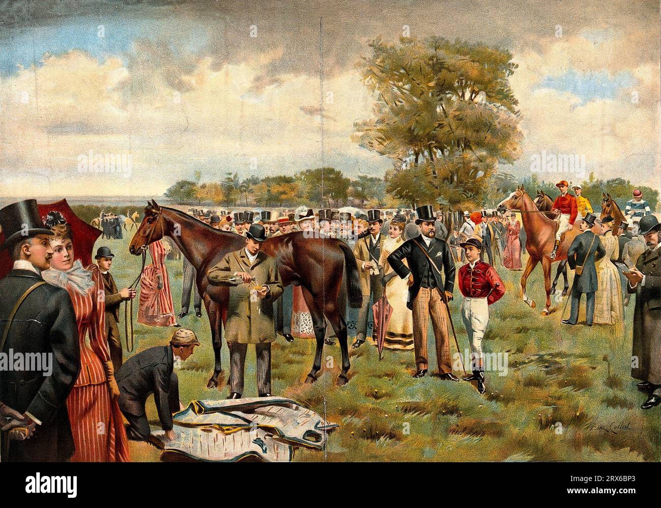 Epsom racecourse Surrey, the Derby crowds of racegoers viewing horses ...