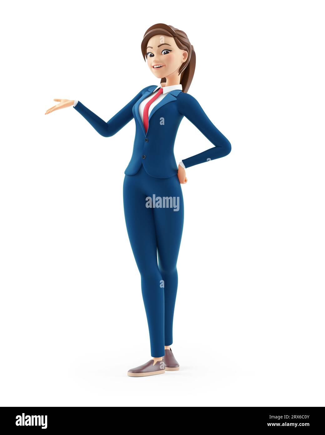 3d cartoon businesswoman presenting pose, illustration isolated on ...