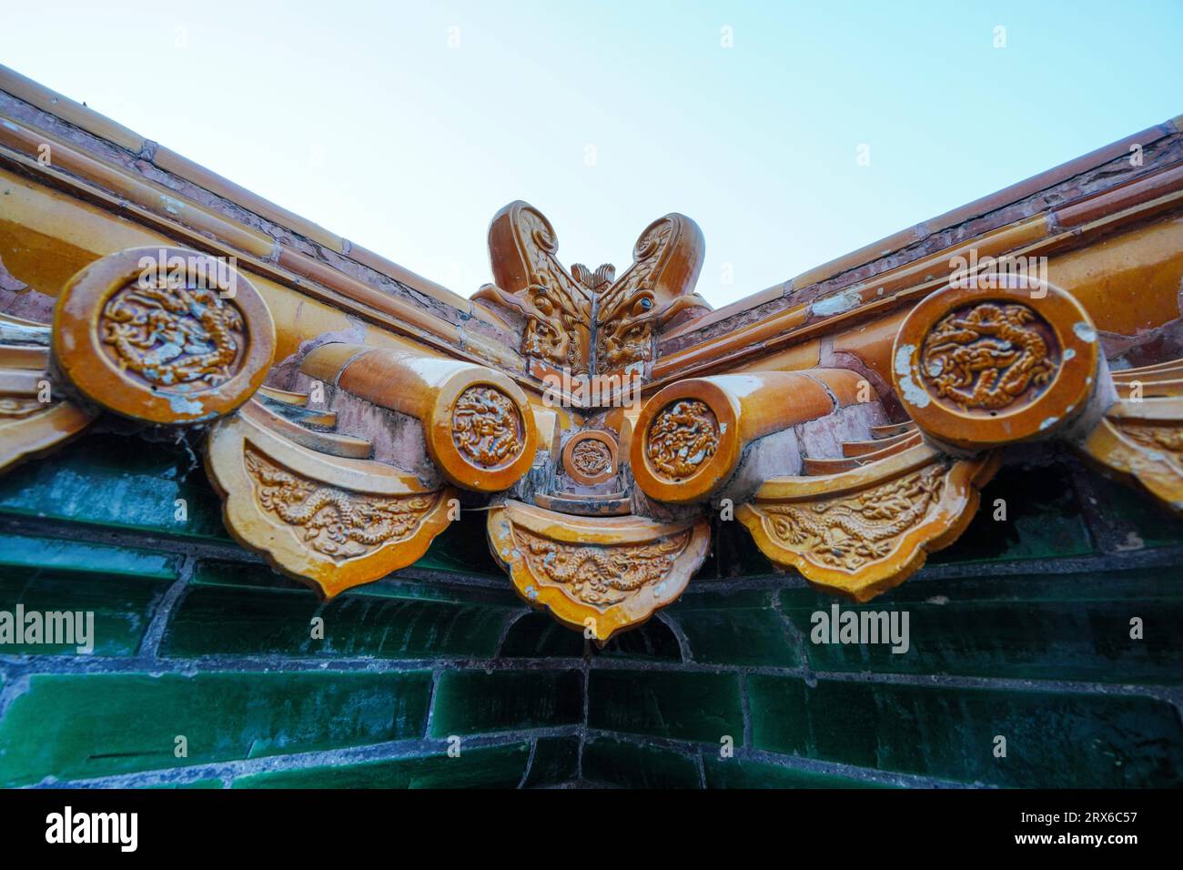 Yellow Chinese glazed roof tile on Tibetan architecture in the Four ...