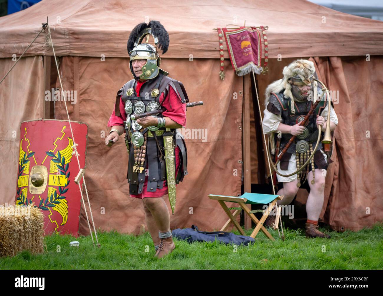 Members of reenactment group Legio VI Victrix Eboracum during Malton ...