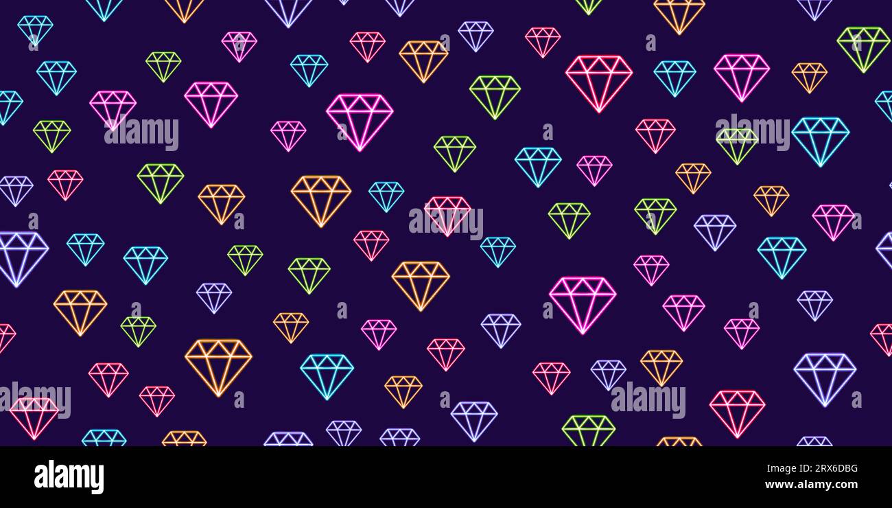 Sparkling Diamond Patterns. glowing desktop icon, neon sticker, neon ...