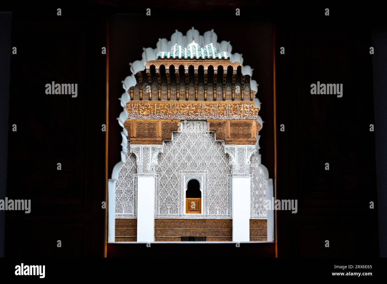 Morocco, Marrakesh-Safi, Marrakesh, Interior of Ben Youssef Madrasa ...