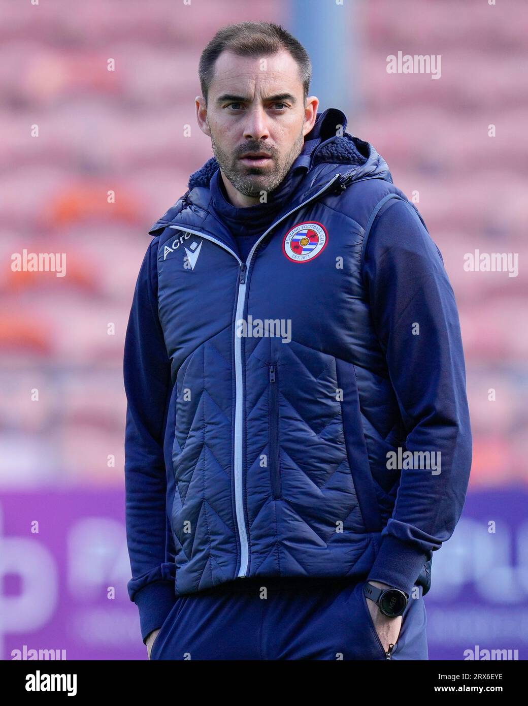 Rubén Sellés Manager of Reading inspects the pitch before the Sky Bet ...