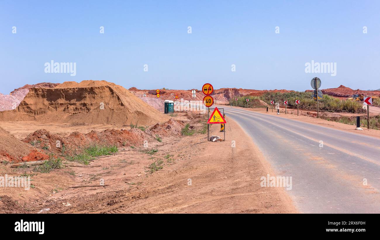 Construction New Road detour signs earthworks Civil Engineering moving ...