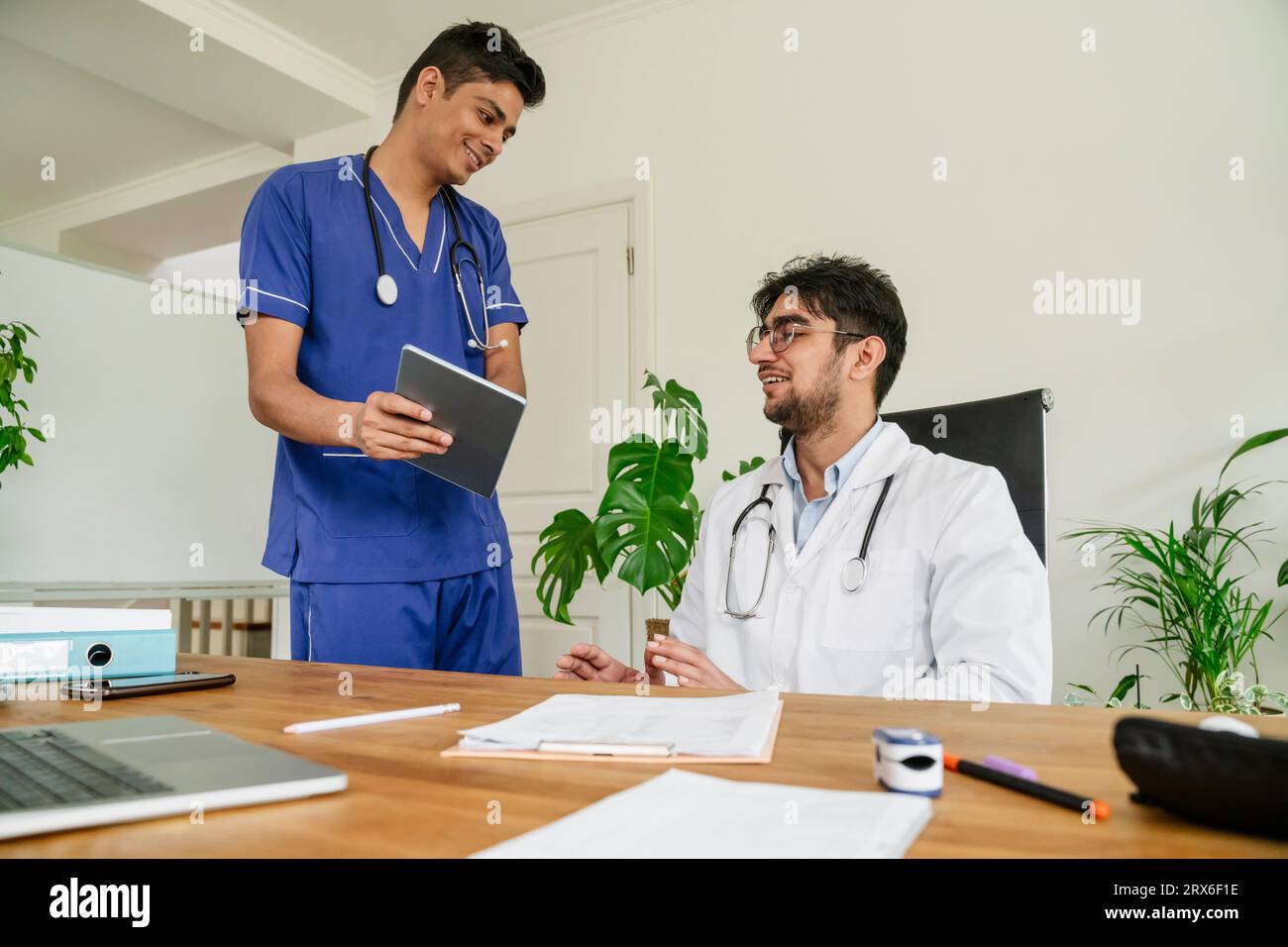 Sitting smiling medical examination healthcare and medicine examining ...