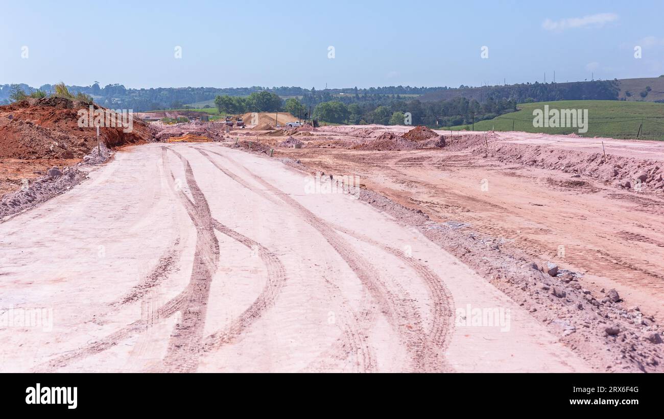 Construction New Roads Earthworks layout landscape moving sand ...