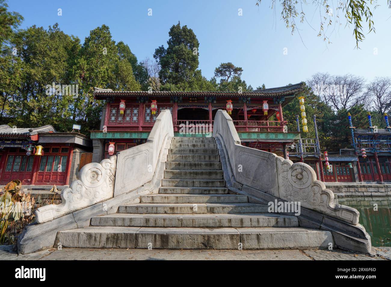 Stone arch bridge in Suzhou street of Beijing Summer Palace Stock Photo ...