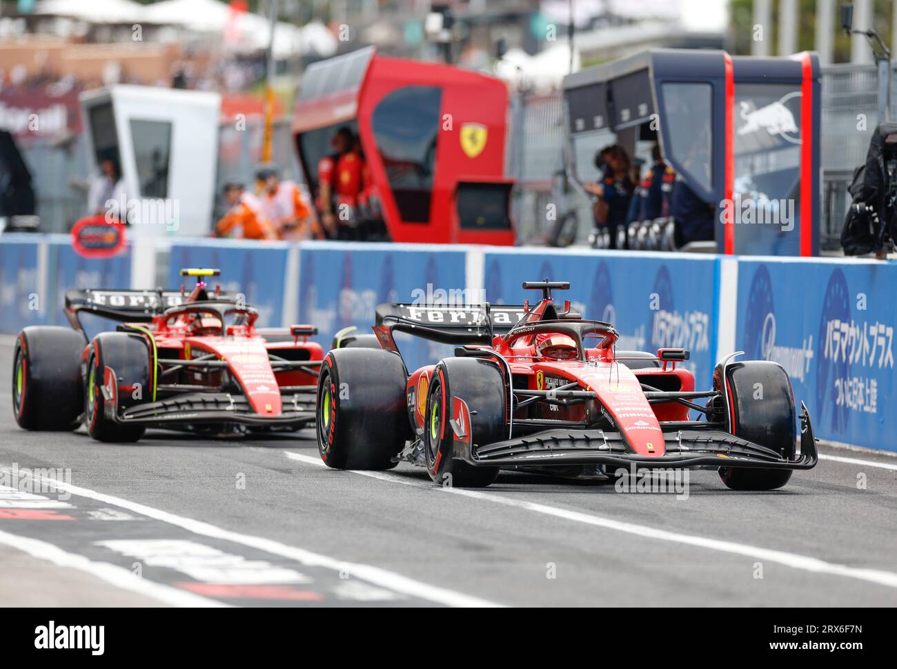 Suzuka, Japon. 23rd Sep, 2023. 16 LECLERC Charles (mco), Scuderia Ferrari SF-23, action 55 SAINZ ...