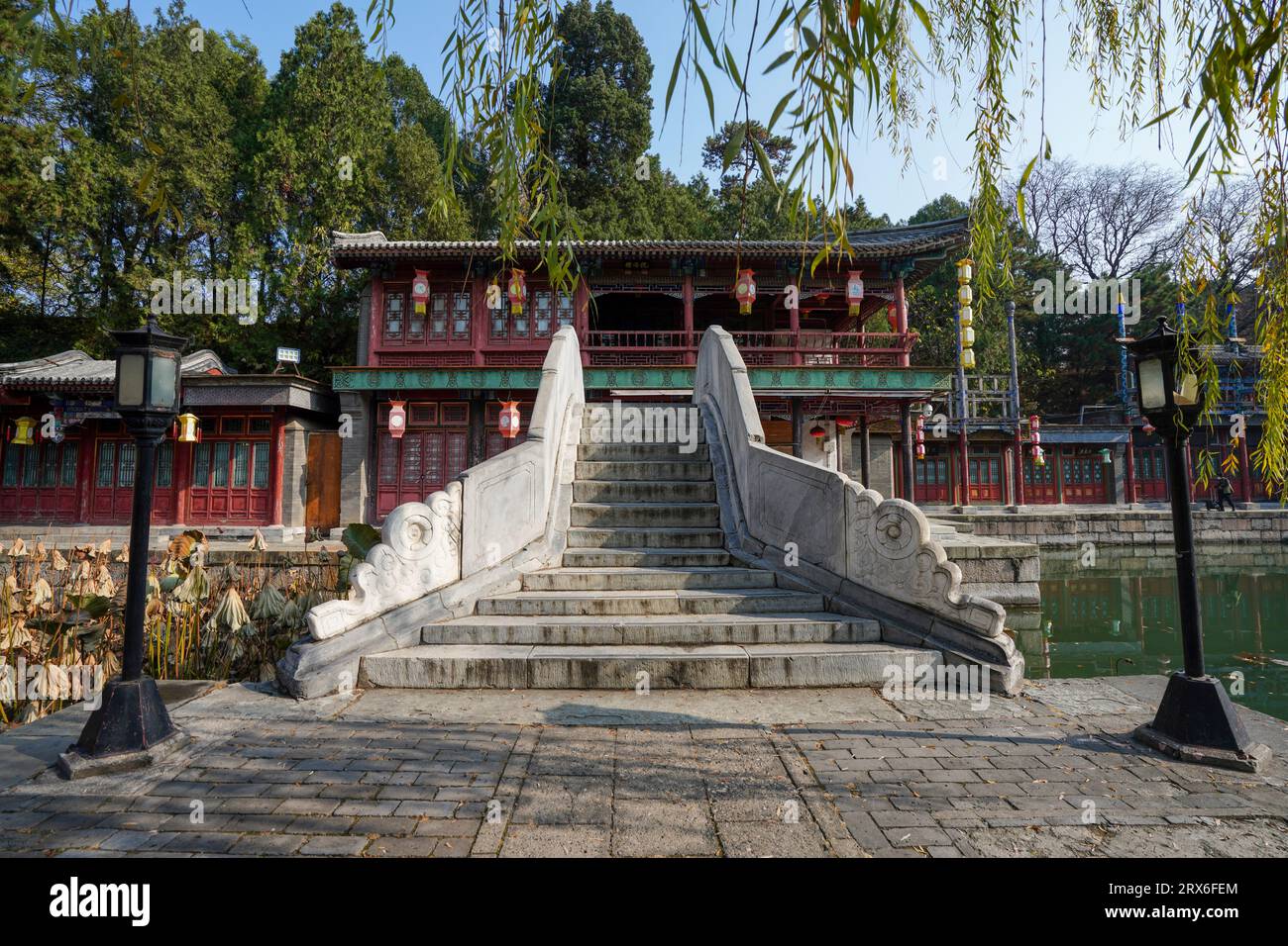 Stone arch bridge in Suzhou street of Beijing Summer Palace Stock Photo ...