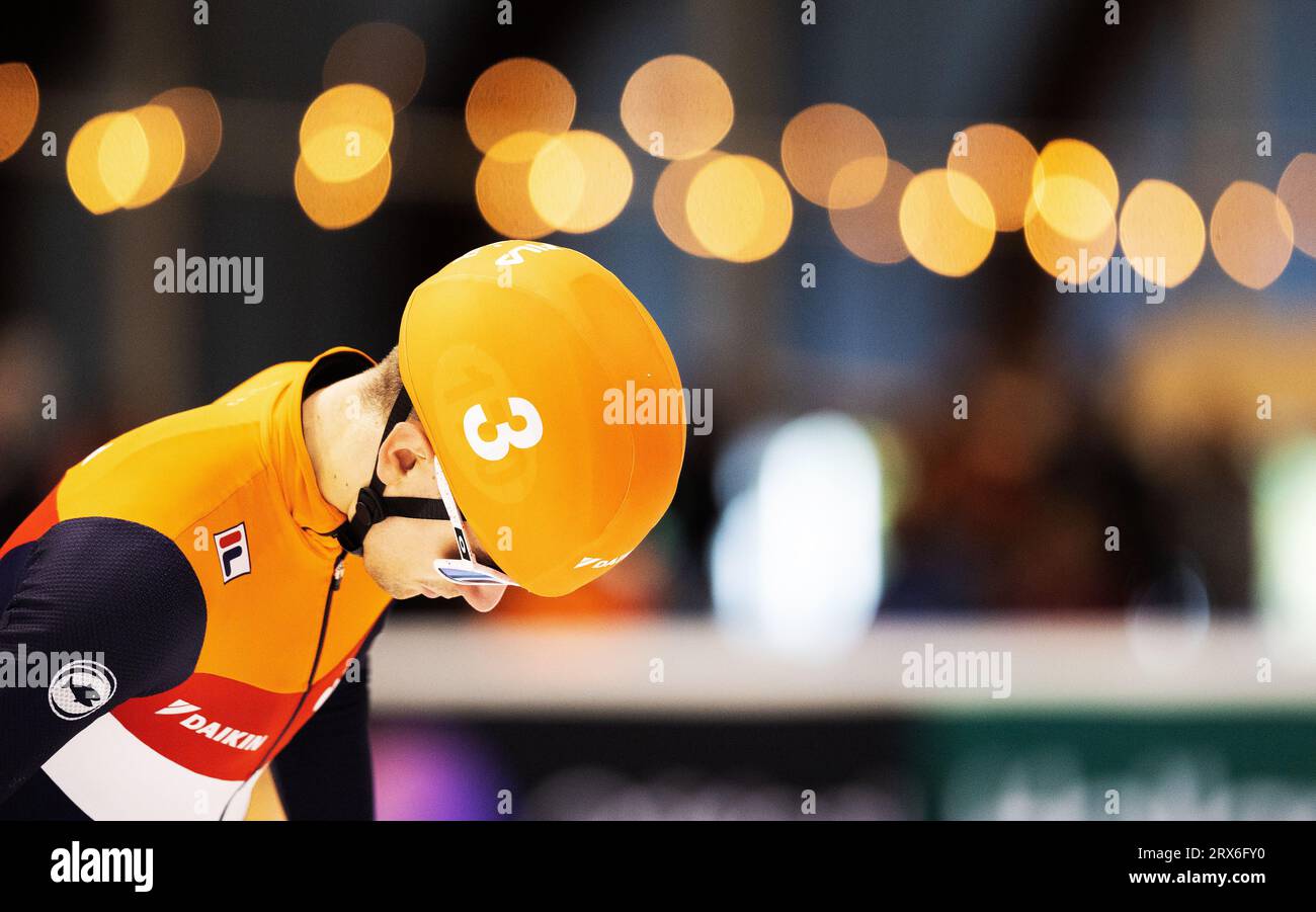 LEEUWARDEN - Kay Huisman in action during the semi-final 500 meters ...