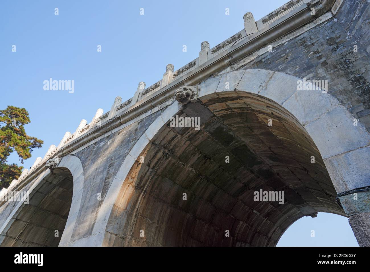 Arch Structure of Three Arch Stone Bridge in Suzhou Street, Summer ...