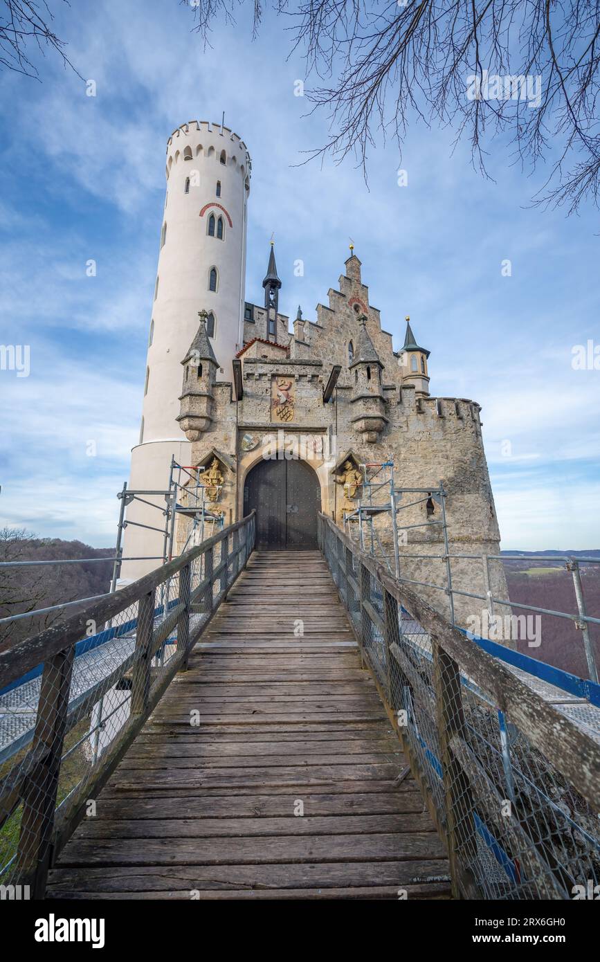Lichtenstein Castle Gate and Wilhelm Tower - Lichtenstein, Germany ...