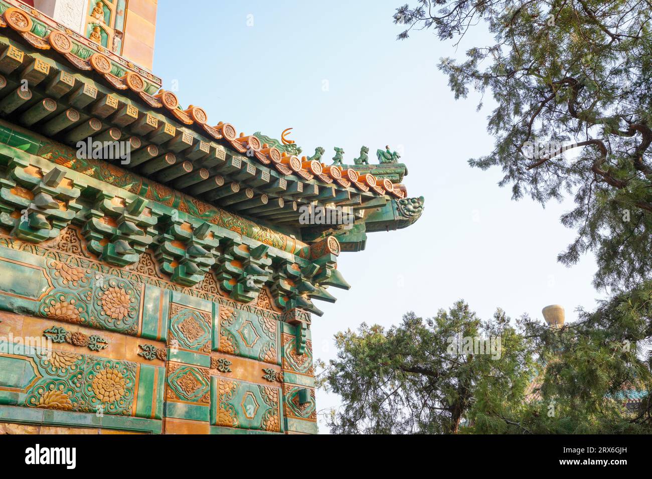 Beijing China, November 10, 2022: Wisdom-Sea Temple overhanging eaves ...