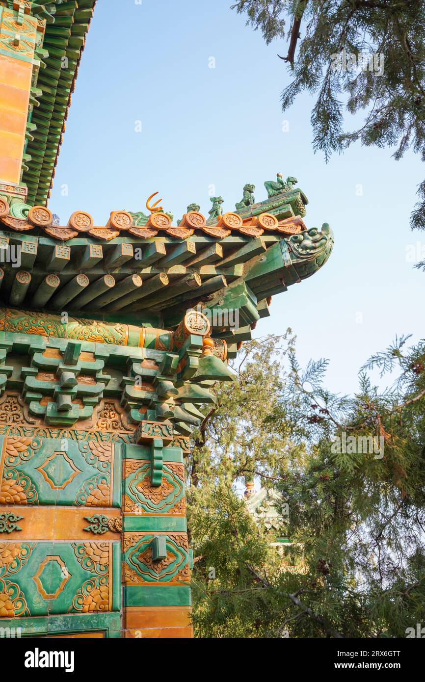 Beijing China, November 10, 2022: Wisdom-Sea Temple overhanging eaves ...