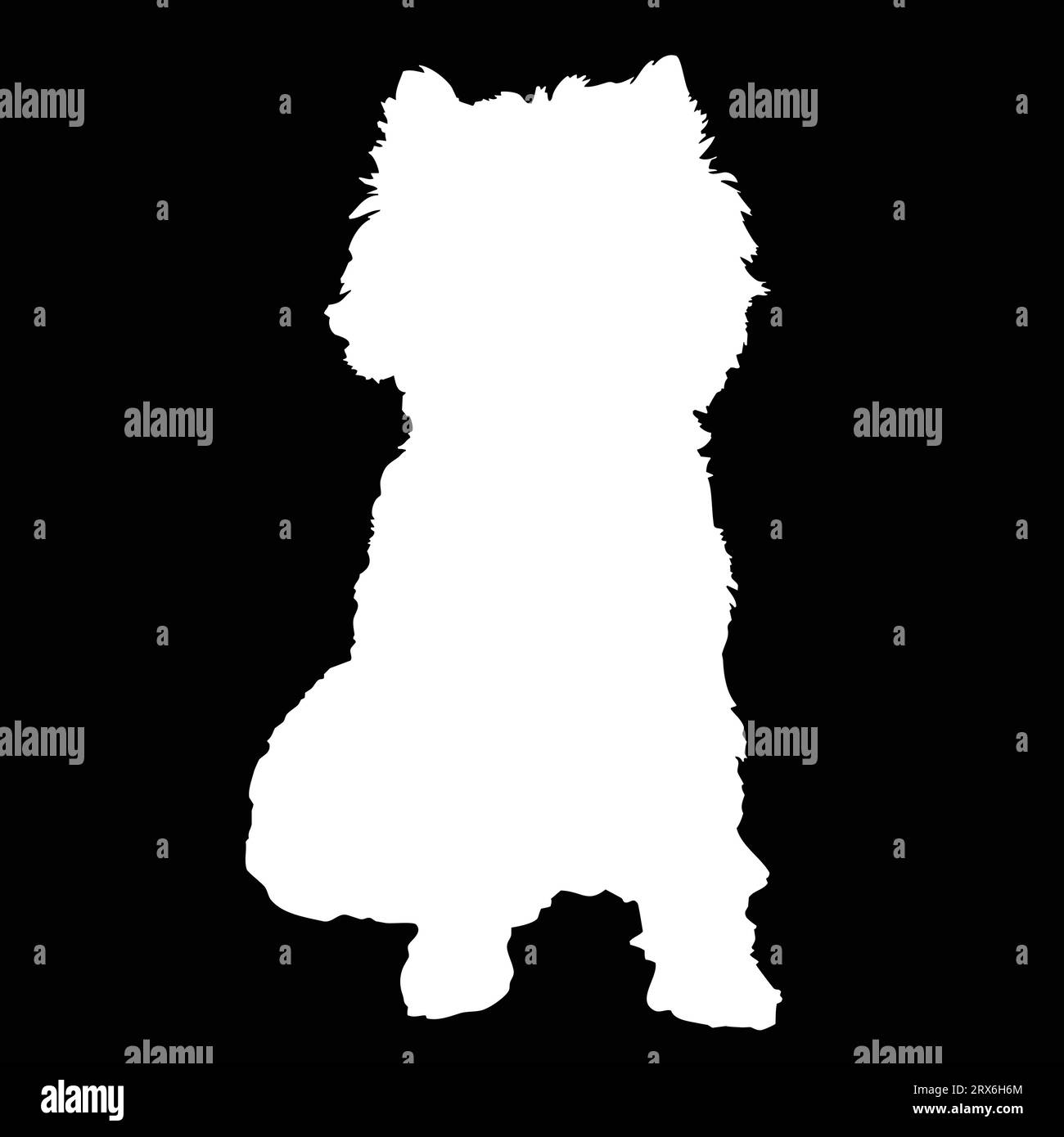 Dog shape vector illustration. White dog silhouette over black ...