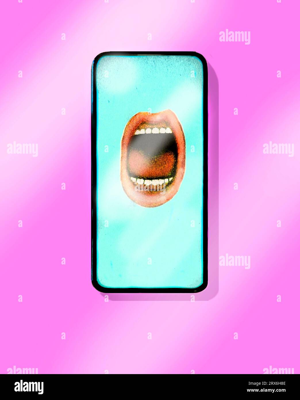 Illustration of smart phone displaying open mouth Stock Photo - Alamy