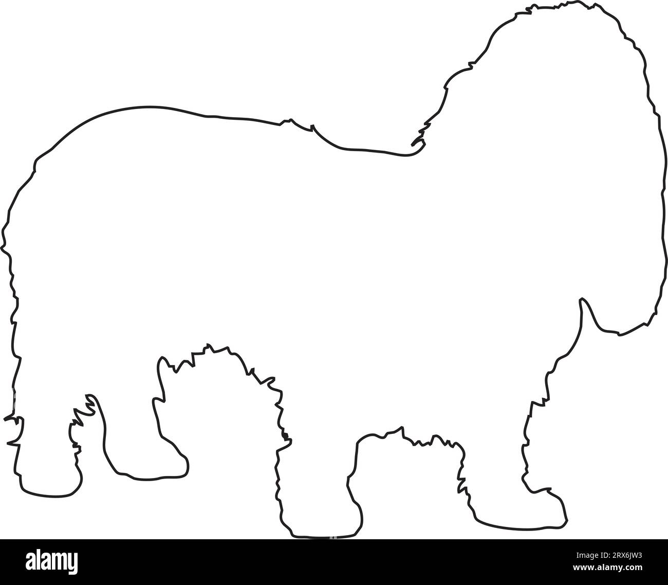 Dog contour vector illustration. Dog line shape over white background ...