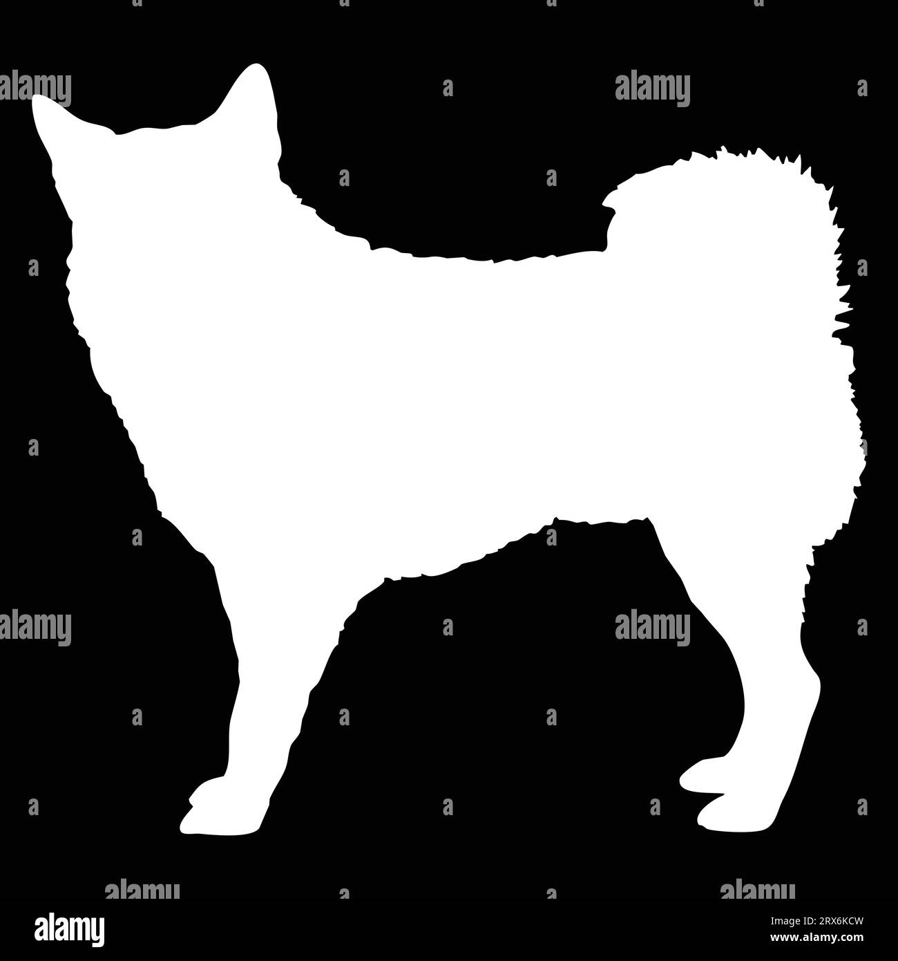 Dog shape vector illustration. White dog silhouette over black ...