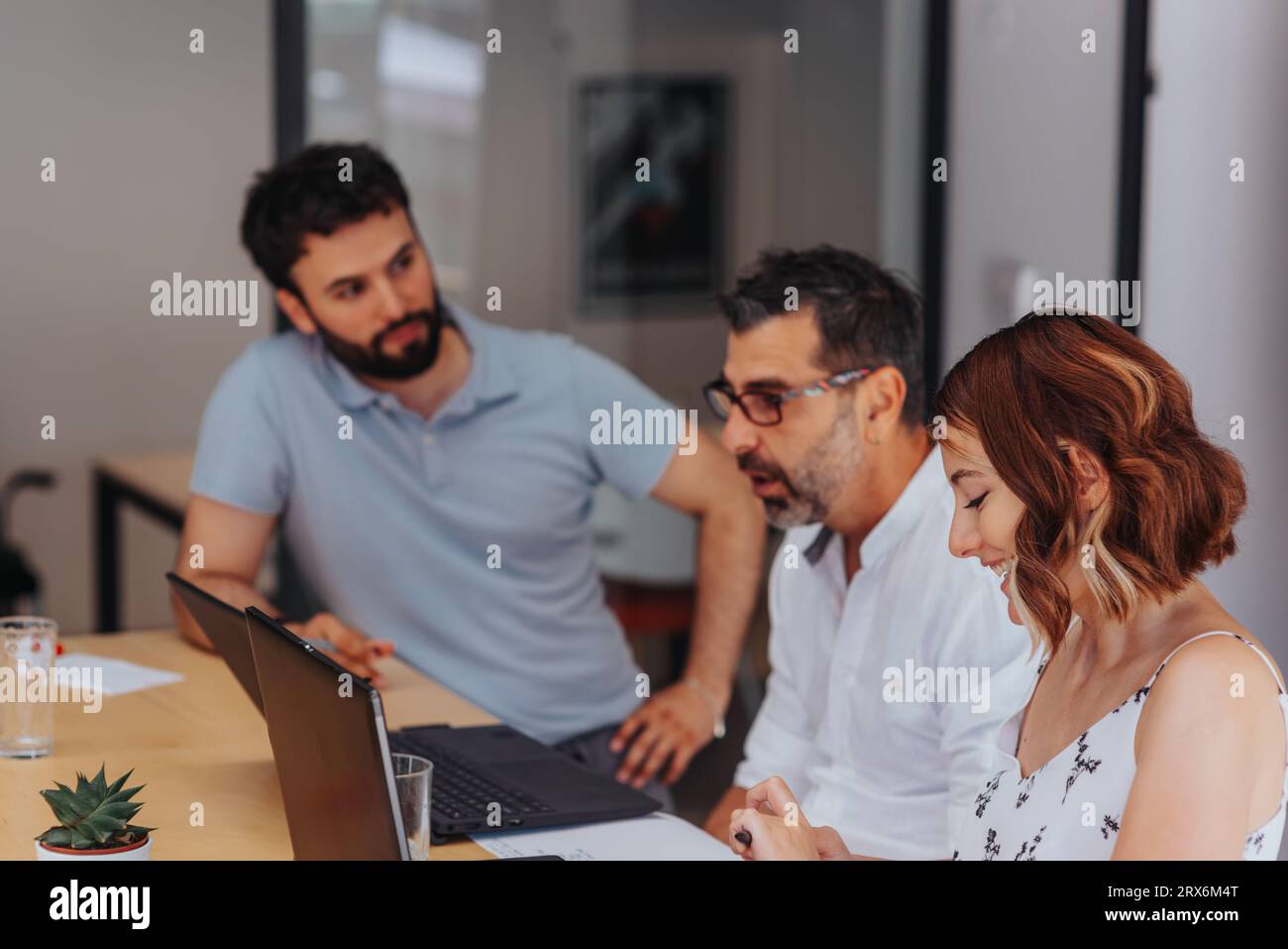 Cross generational business team working on profit growth, setting ...