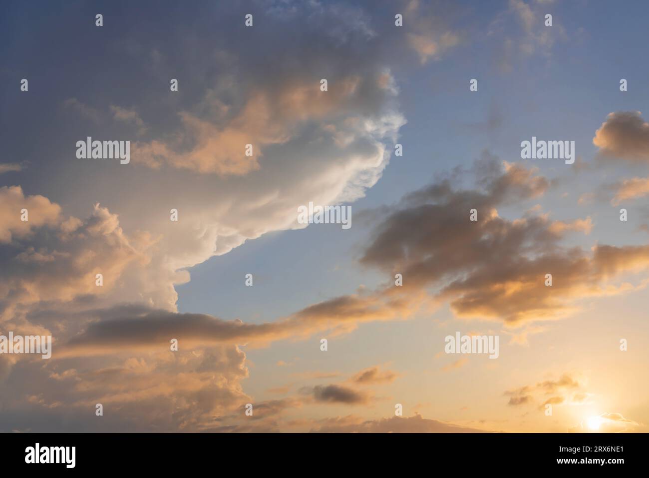 Thunderstorm clouds in the sky at sunset texture background overlay ...